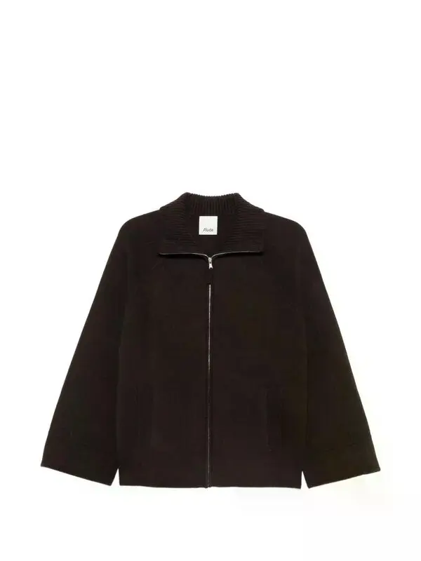 ALLUDE Zip-up Funnel Neck Cardigan