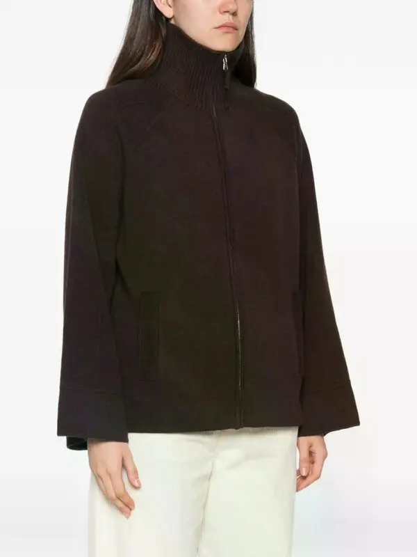 ALLUDE Zip-up Funnel Neck Cardigan