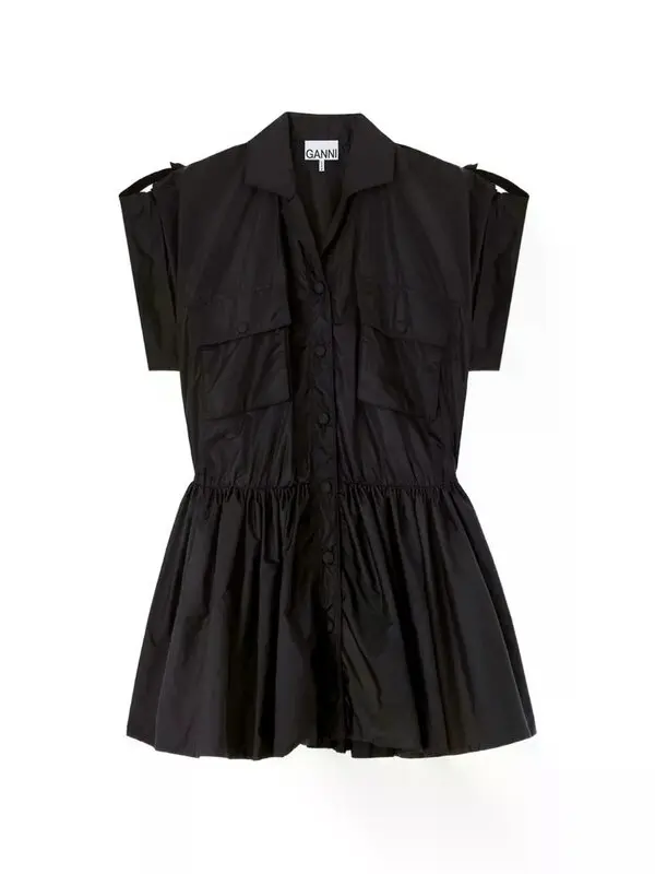 GANNI Dress In Nylon - Black