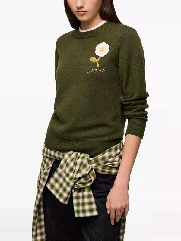 GANNI Jumper With Crochet Flower