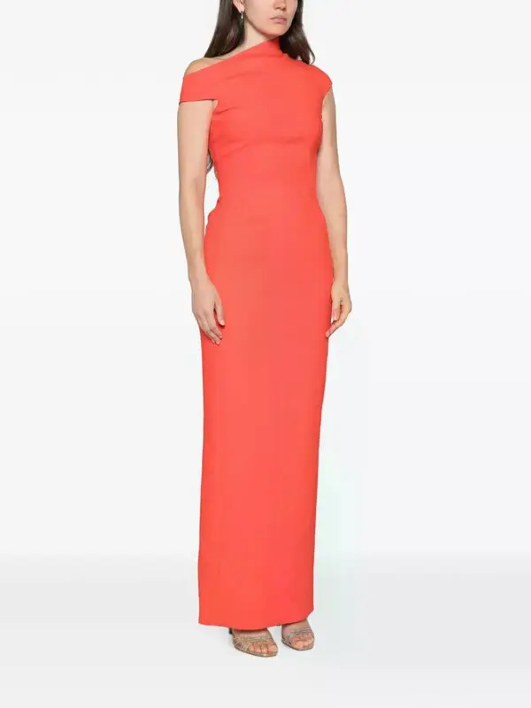 Solace London Arion Asymmetric High-neck Maxi Dress - Orange