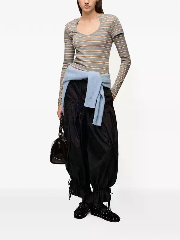 GANNI Striped Cut-out Top