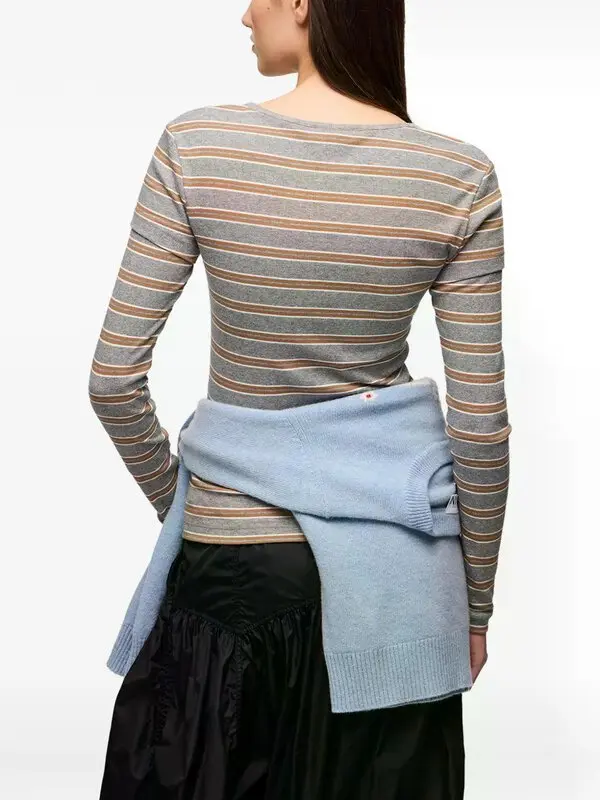 GANNI Striped Cut-out Top