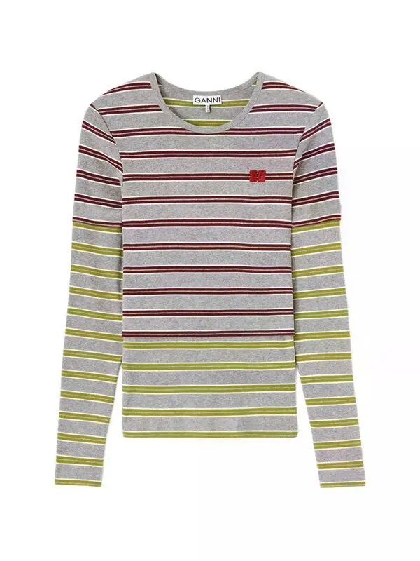 GANNI Long-sleeve Top In Double Stripe