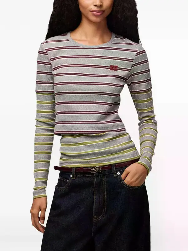 GANNI Long-sleeve Top In Double Stripe
