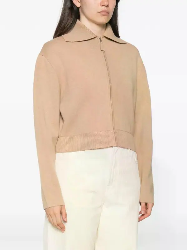 ALLUDE Zip-up Ribbed-trim Cardigan