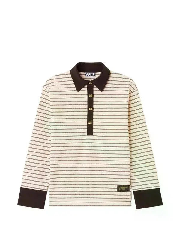 GANNI Polo Shirt In Stripe
