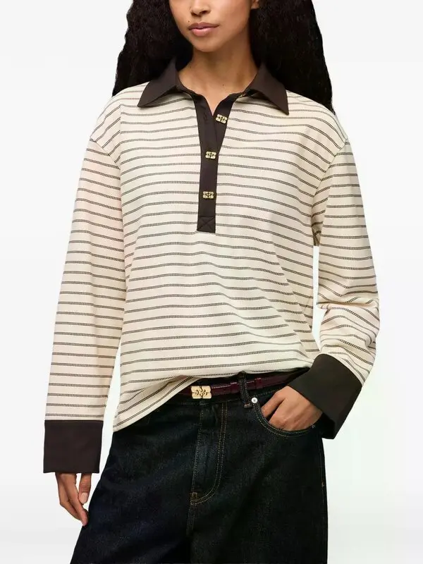 GANNI Polo Shirt In Stripe