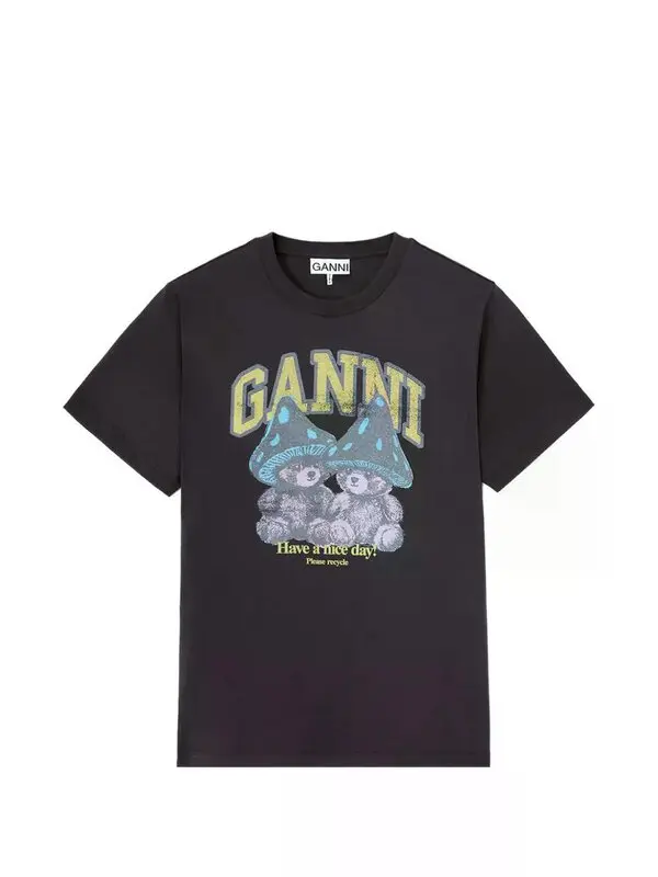 GANNI Graphic-print T-shirt - Black