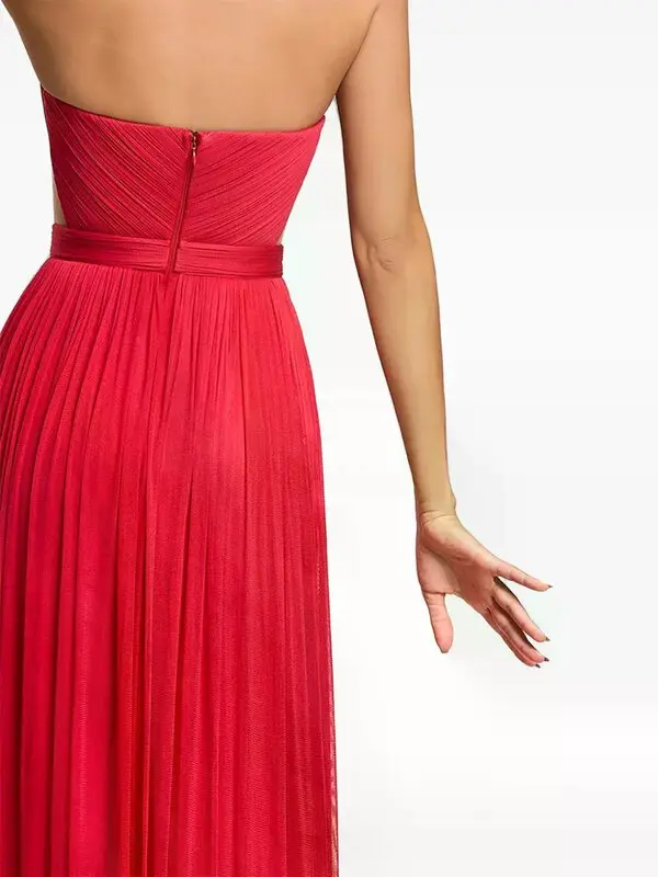 CRISTALLINI Estella Pleated Silk Maxi Dress - Red