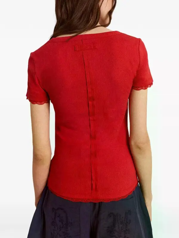DAMSON MADDER Paige Lace-trim V-neck T-shirt