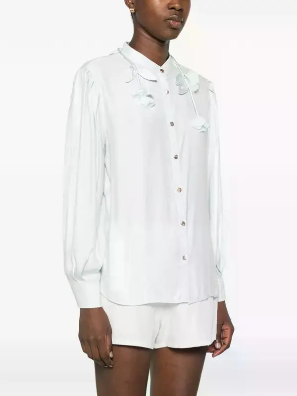 SELF-PORTRAIT Floral Appliqué Band Collar Shirt