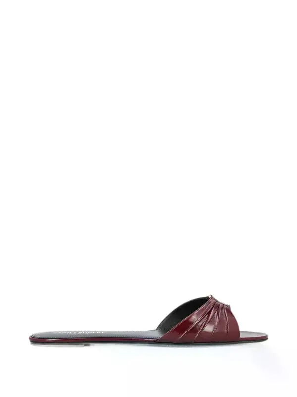 Saint Laurent Babylone Slides In Smooth Leather - Red