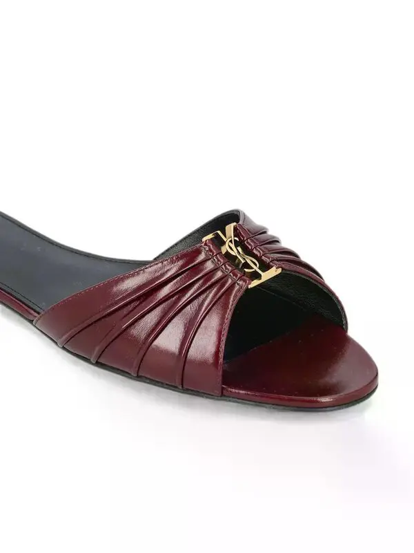 Saint Laurent Babylone Slides In Smooth Leather - Red