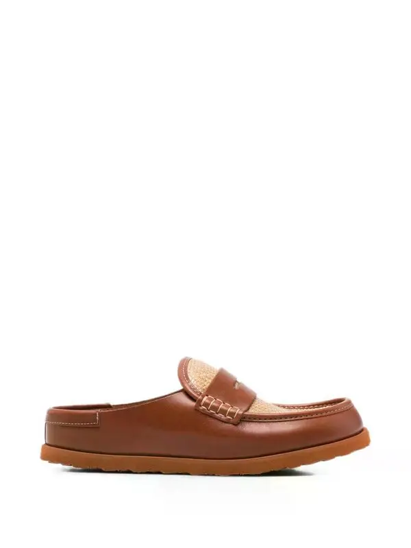 BIRKENSTOCK Naples Raffia-panel Mules - Brown