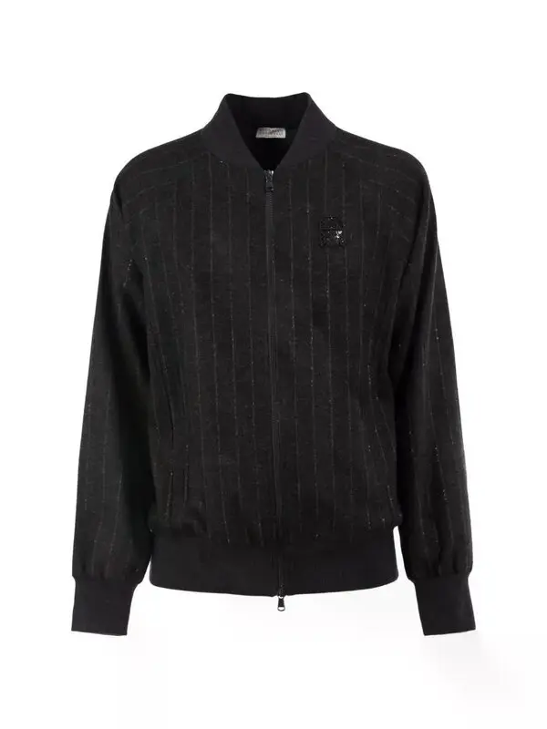 Brunello Cucinelli Pinstripe Zip-up Bomber Jacket