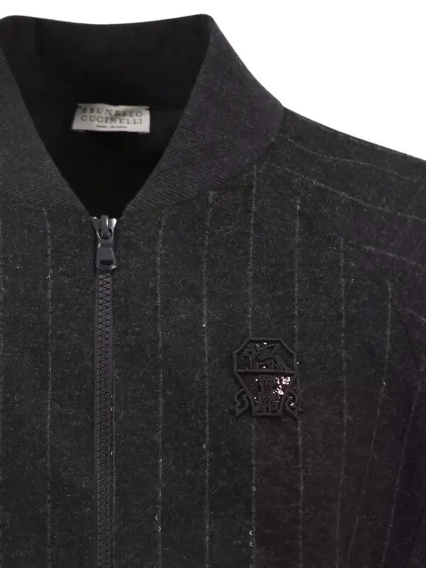 Brunello Cucinelli Pinstripe Zip-up Bomber Jacket
