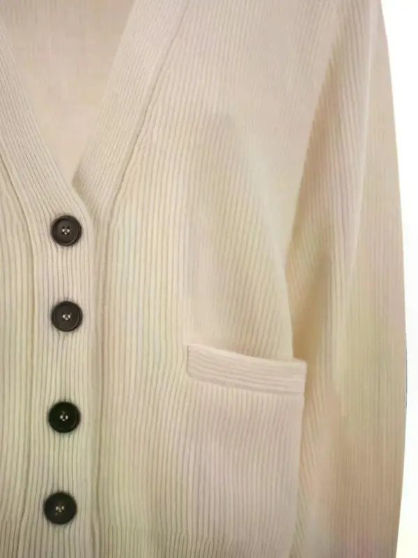 Brunello Cucinelli Ribbed Cashmere V-neck Cardigan - Neutrals