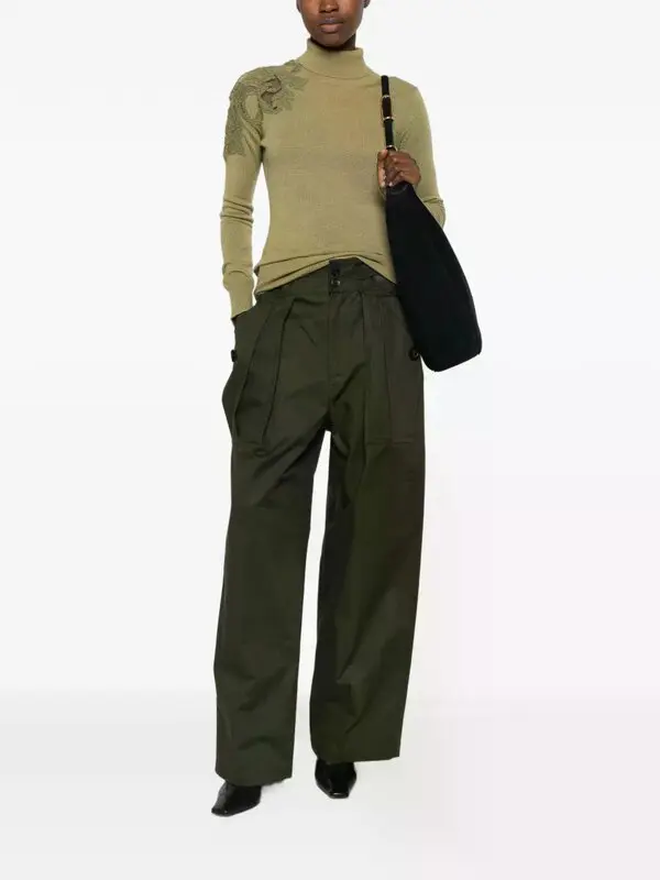 Ermanno Scervino Lace Appliqué Fine Knit Roll Neck Sweater - Green