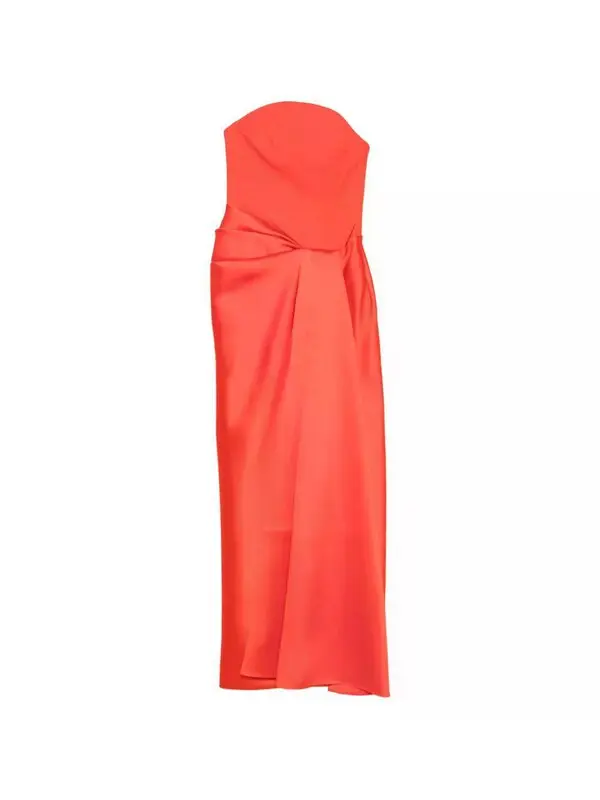 Solace London Strapless Draped Maxi Dress - Red