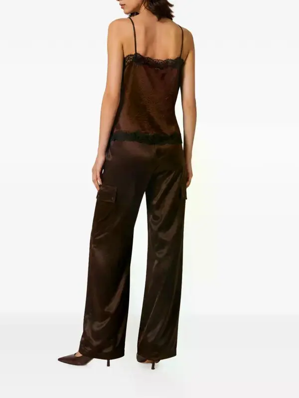 TWINSET Froissé Satin And Lace Top