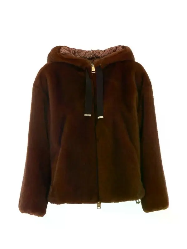 Herno Faux-fur Hooded Jacket - Brown