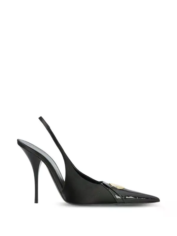 Saint Laurent Louis Slingback Pumps In Patent Leather And Satin - Black