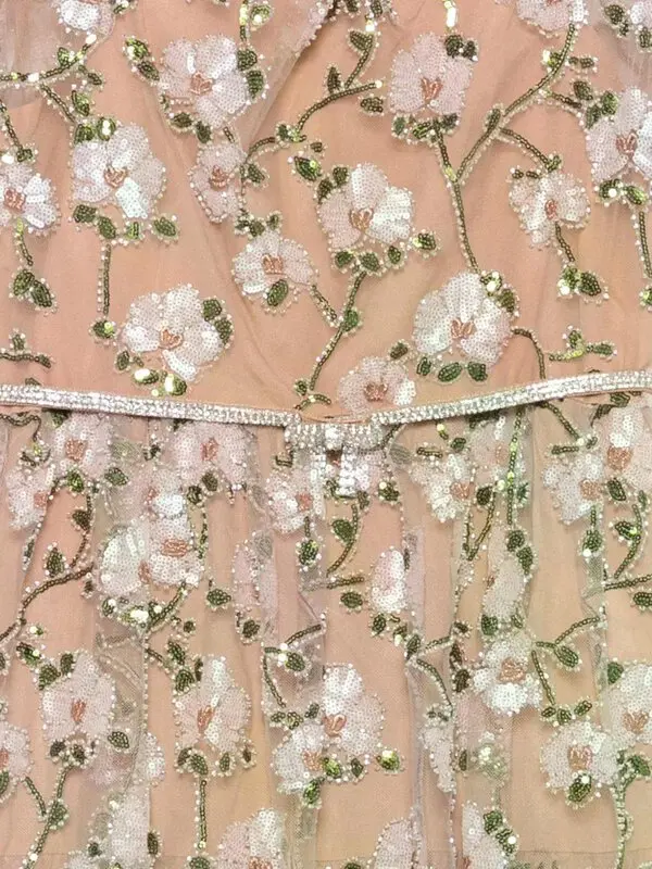 SELF-PORTRAIT Sequin-embellished Floral-embroidered Midi Dress