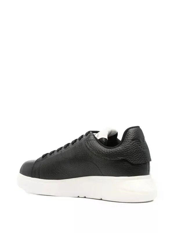Emporio Armani Tumbled Lace-up Leather Sneakers