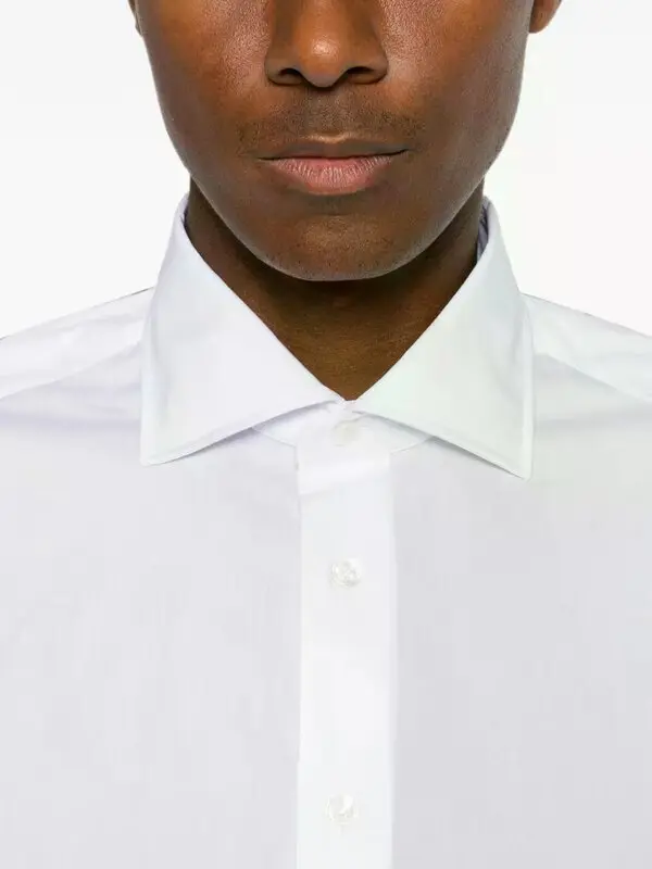 LARDINI Spread-collar Long-sleeve Shirt - White