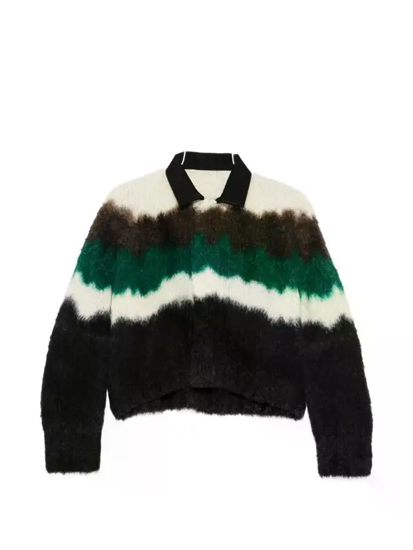 Sacai Zigzag-knit Cropped Jacket - Black