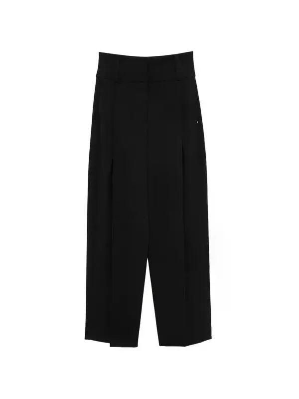Sportmax Pleated Wide-leg Wool Trousers - Black