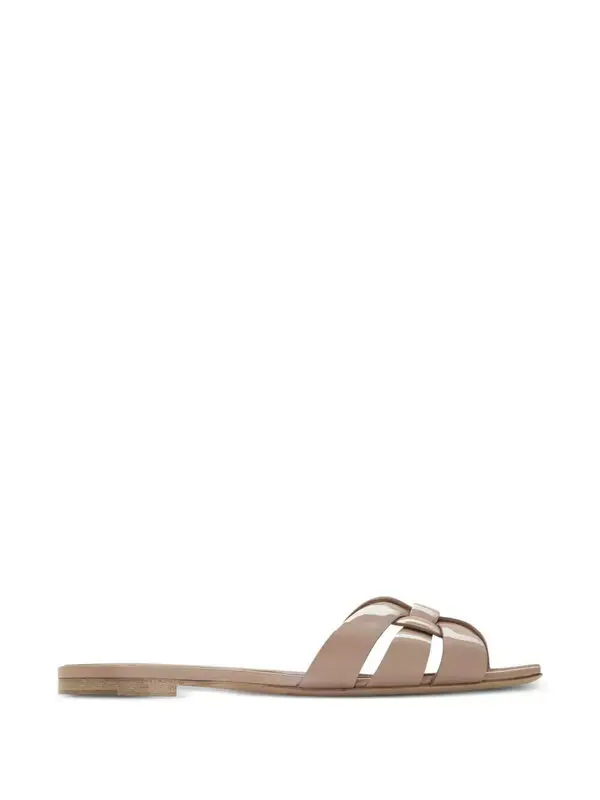 Saint Laurent Tribute Mules In Patent Leather - Neutrals