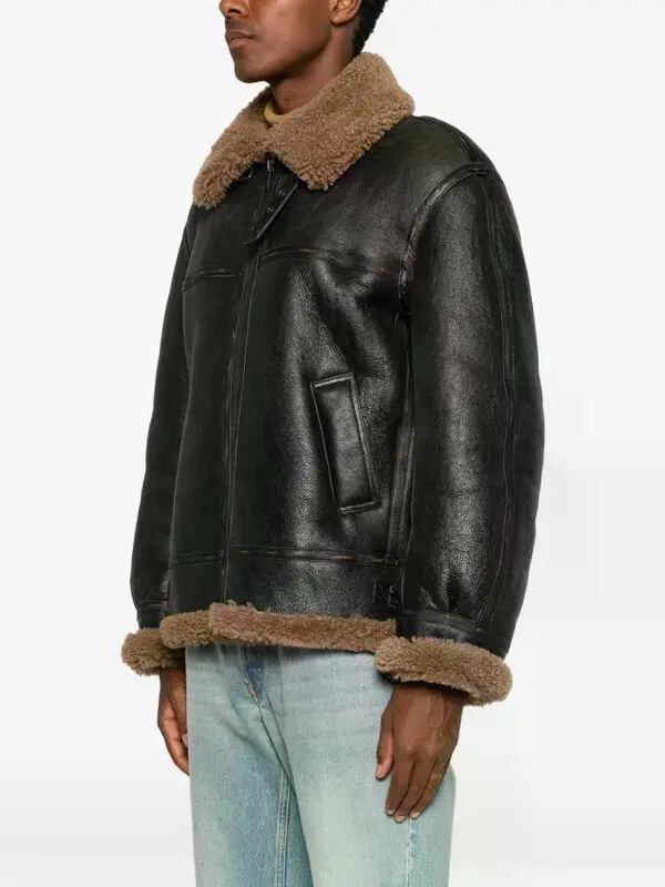 Saint Laurent Shearling-trim Leather Jacket