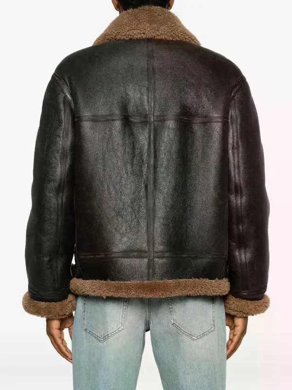Saint Laurent Shearling-trim Leather Jacket
