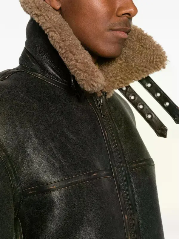 Saint Laurent Shearling-trim Leather Jacket