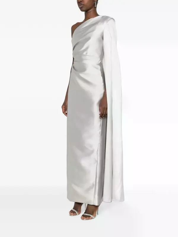 Solace London One-shoulder Cape-detail Maxi Dress
