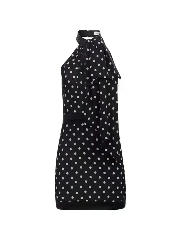 Nina Ricci Polka-dot Halterneck Mini Dress - Black