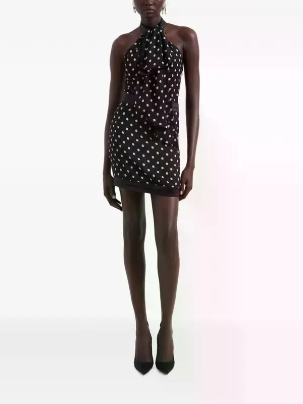 Nina Ricci Polka-dot Halterneck Mini Dress