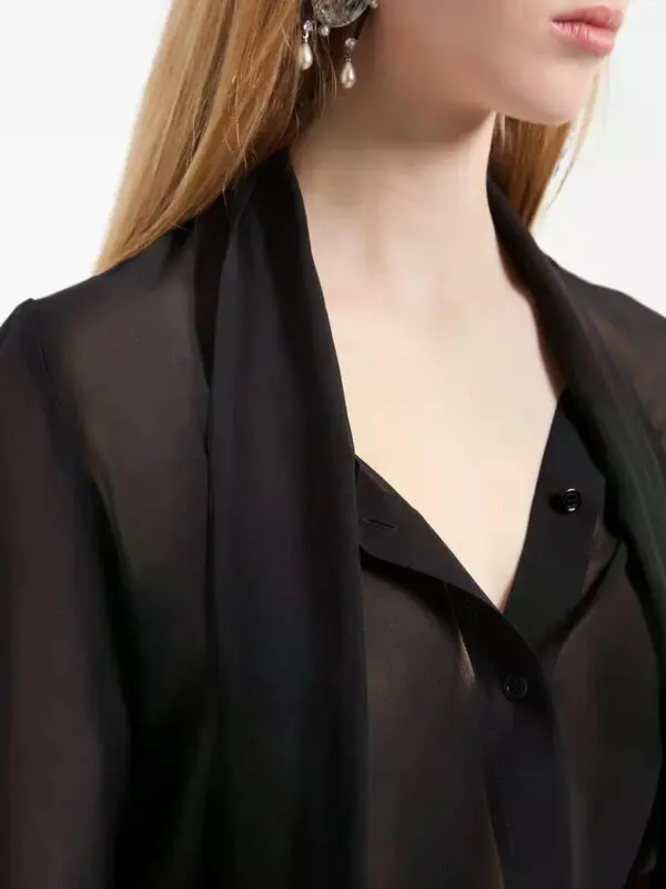Nina Ricci Lavallière Pussy-bow Silk Shirt