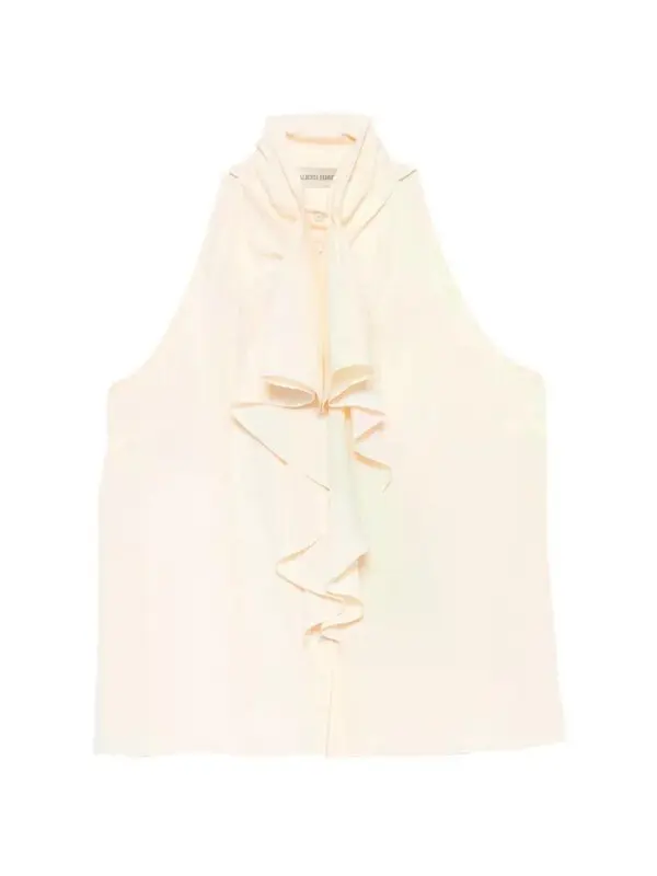 Alberta Ferretti Ruffled Halterneck Top - Neutrals