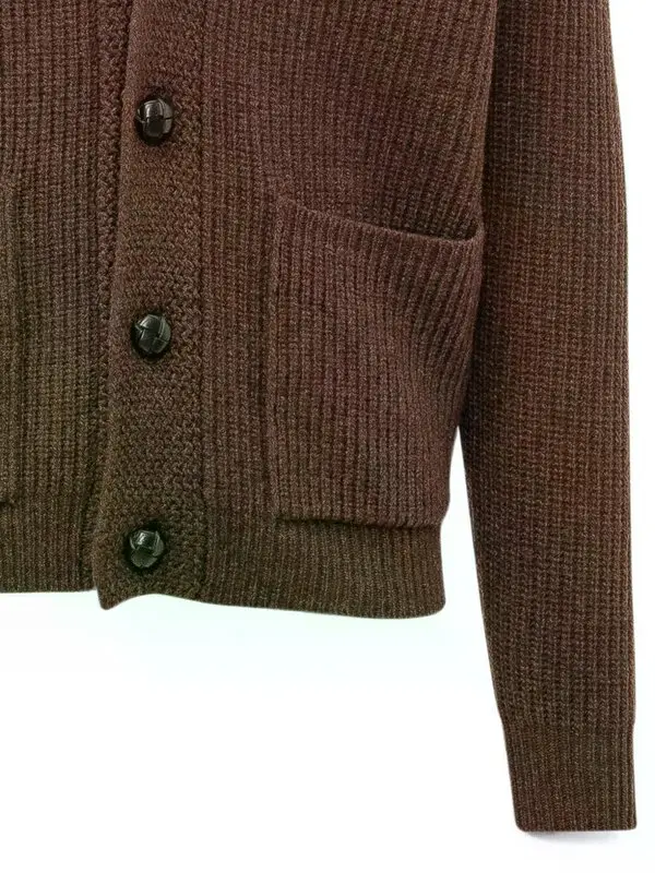 RAKKI Ribbed-knit Shawl-collar Cardigan