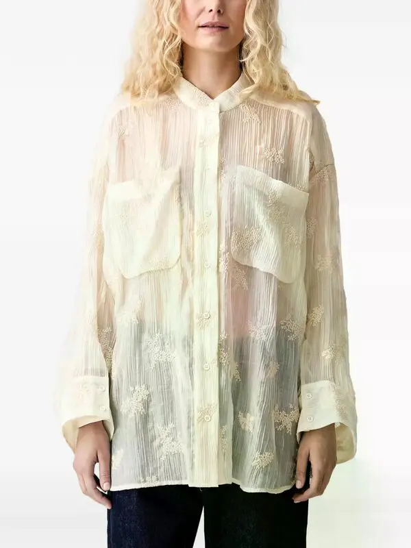 Munthe Embroidered Sheer Shirt - Neutrals