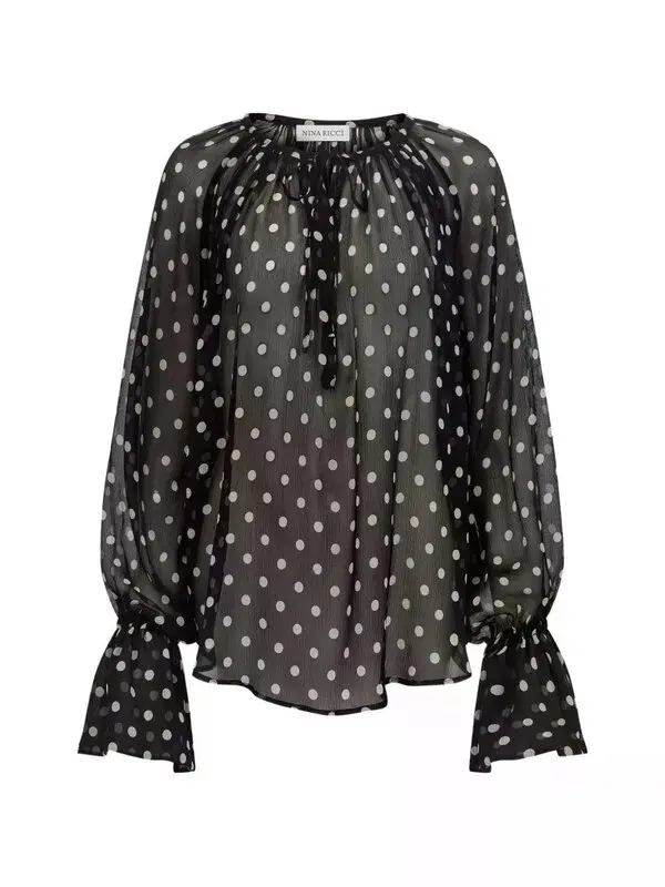 Nina Ricci Polka-dot Silk Blouse - Black