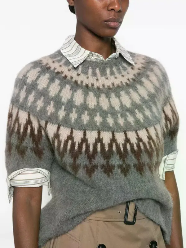 PDR PHISIQUE DU ROLE Round Neck Short Sleeve Sweater - Grey