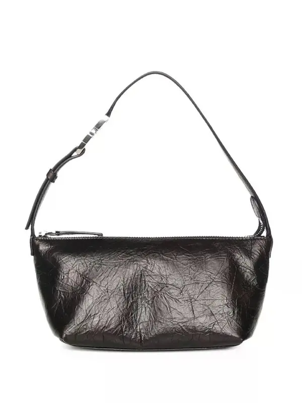 Fendi Vanity Pouch Small Crackled Leather Bag - Black