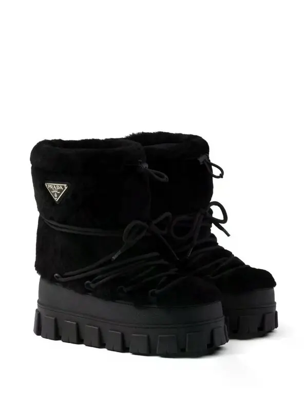 Prada Shearling Après Ski Booties - Black