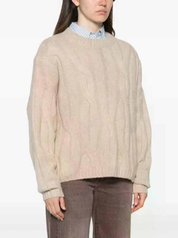 ALLUDE Cable-knit Drop-shoulder Sweater