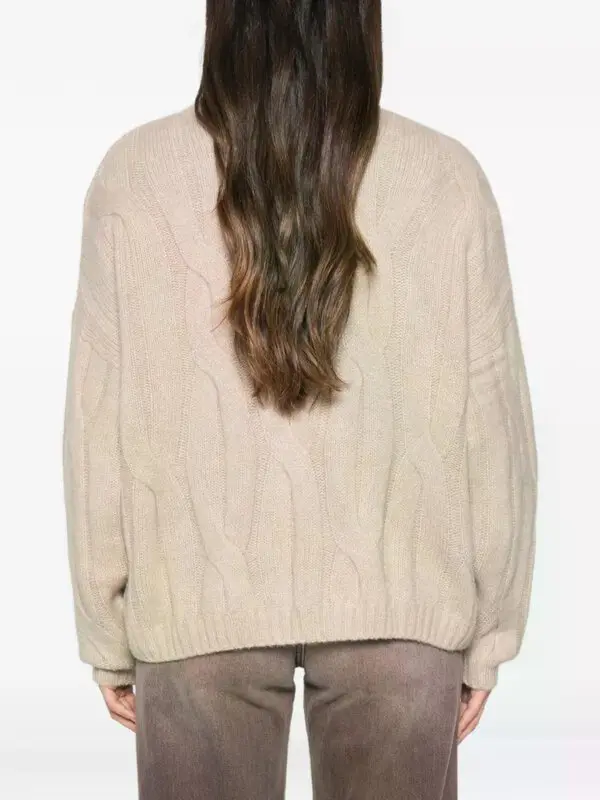 ALLUDE Cable-knit Drop-shoulder Sweater