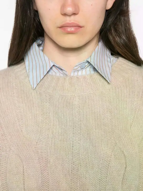ALLUDE Cable-knit Drop-shoulder Sweater
